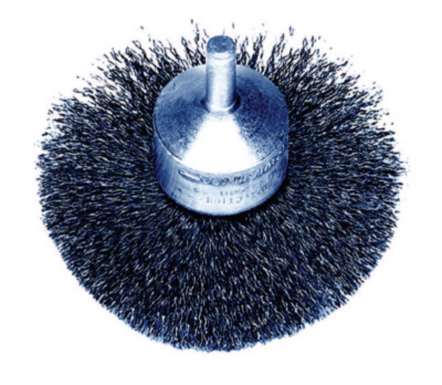 Tenet Solutions | Stem-Mounted Circular Flared End Brush, Steel, 3" x 0.008", 16000 RPM